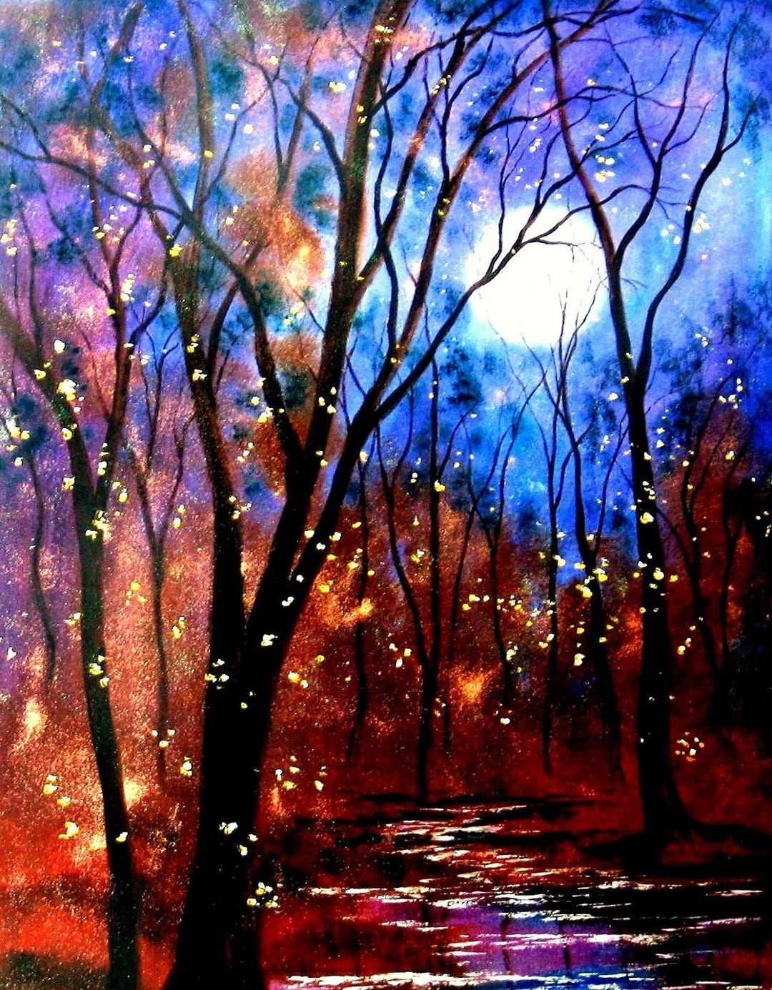 Moon Tree Print Tree Painting Print Photo Print of Trees Moon Tree ...