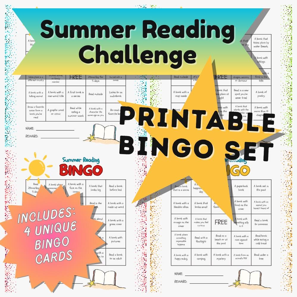 Summer Reading Challenge Bingo Set | Kids Reading Log Game (PDF ...
