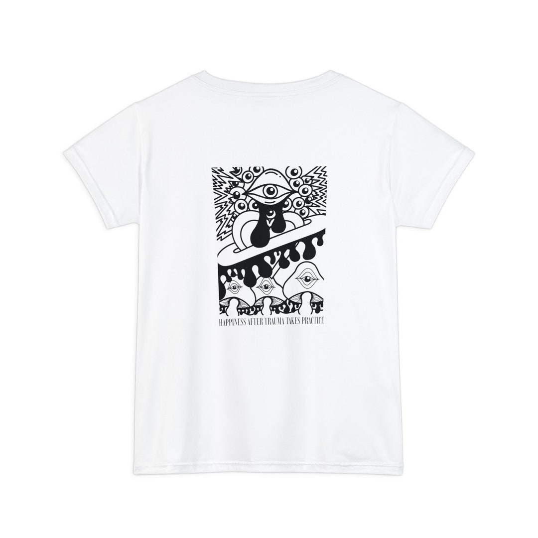 Psychedelic Trippy Saturn Heart Mushroom Eye Art Women's Short Sleeve ...