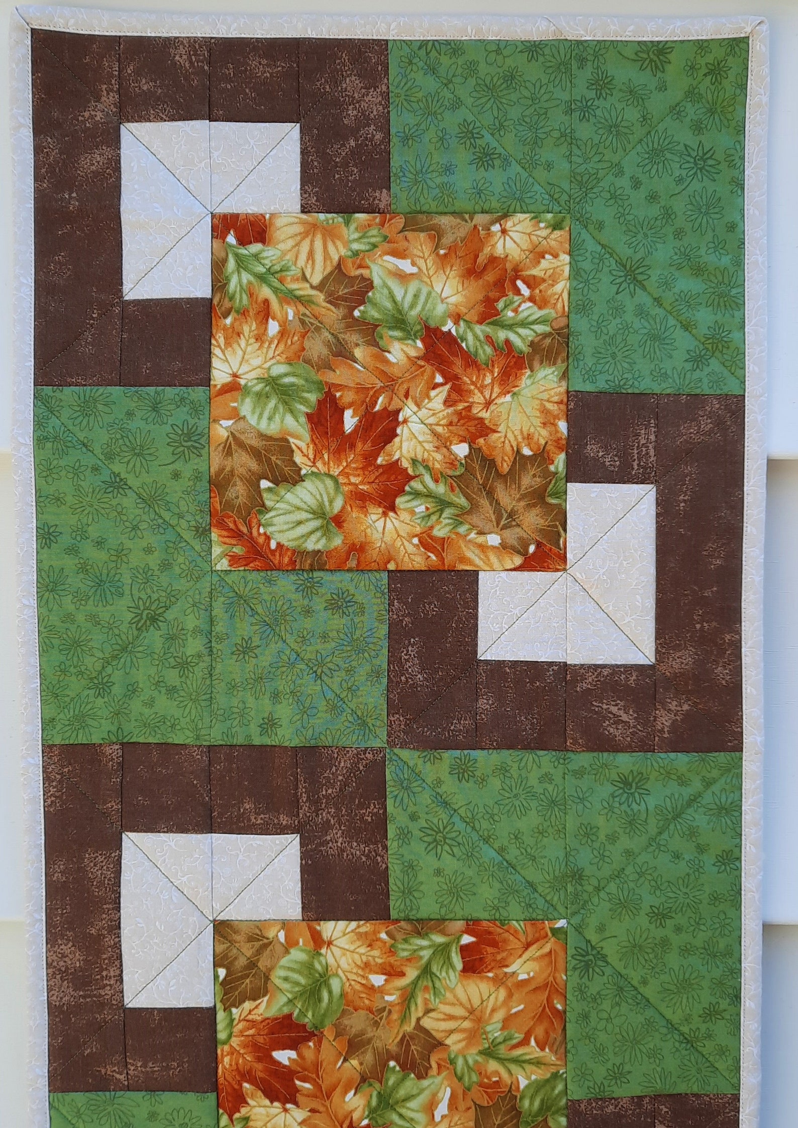 Fall Autumn Quilted Table Runner, Warm Rich Fall Leaves, Finished Quilt ...