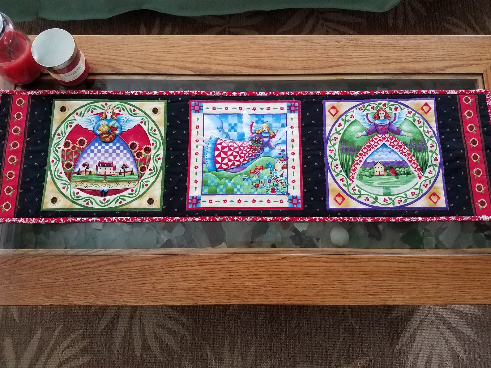 Angels Quilted Table Runner, 3 Angels Country Style Runner, Christmas ...