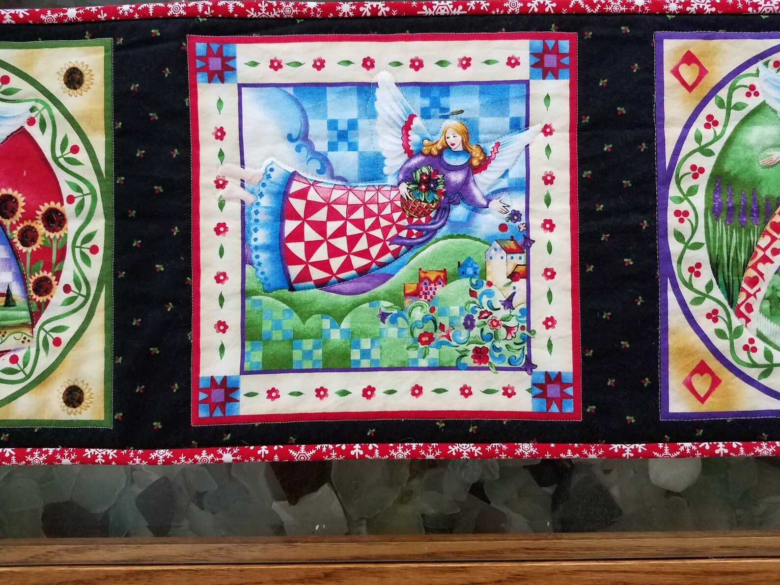 Angels Quilted Table Runner, 3 Angels Country Style Runner, Christmas ...