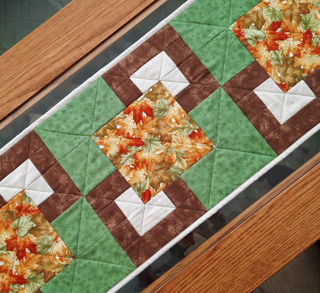 Fall Autumn Quilted Table Runner, Warm Rich Fall Leaves, Finished Quilt ...
