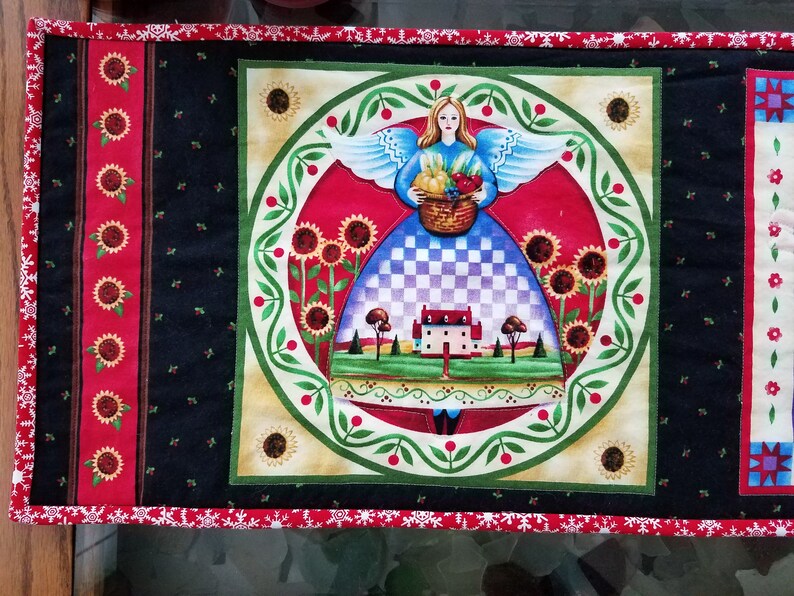 Angels Quilted Table Runner, 3 Angels Country Style Runner, Christmas ...