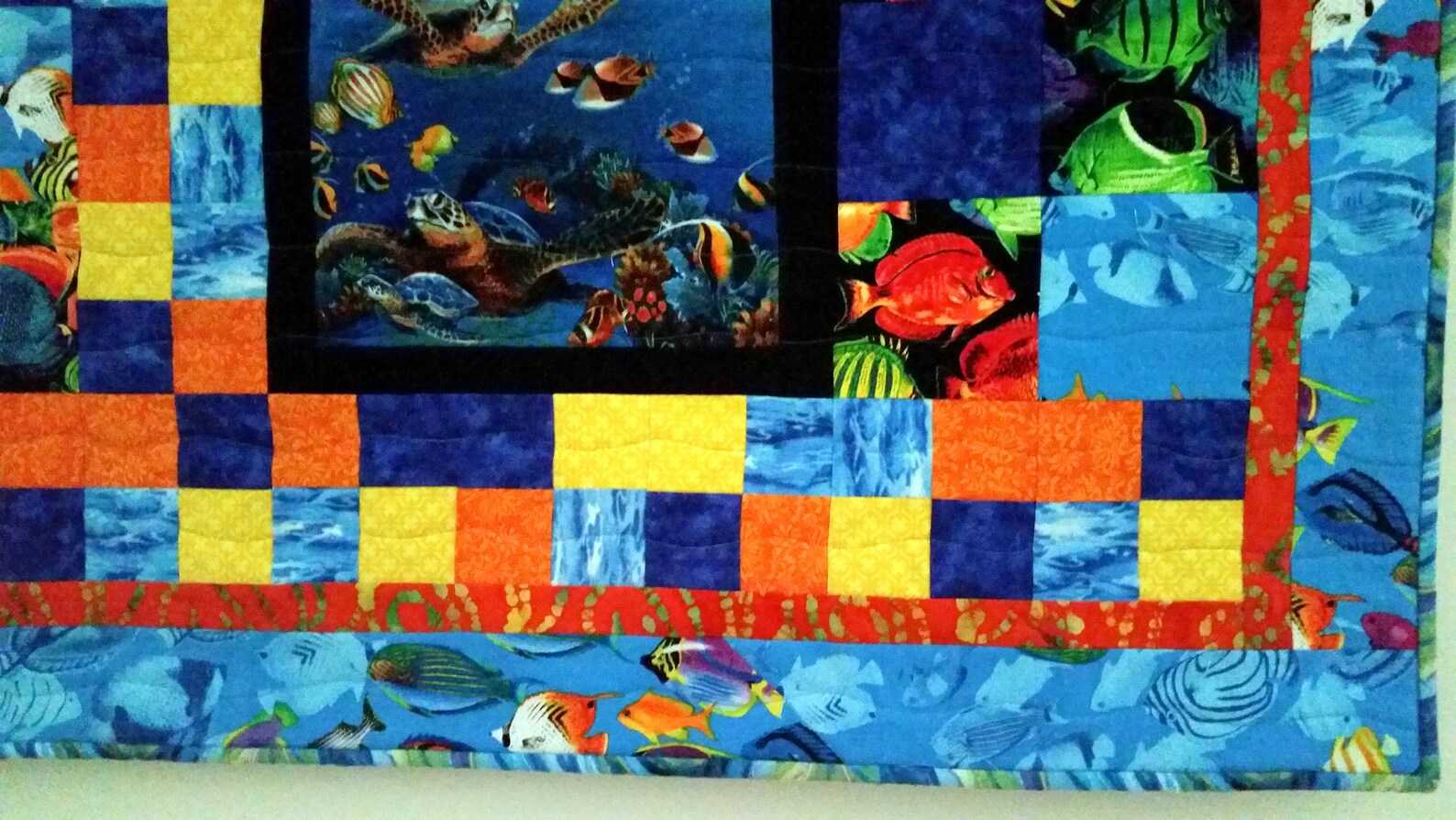 Under the Sea Quilted Wall Hanging Sea Life Art Quilt - Etsy