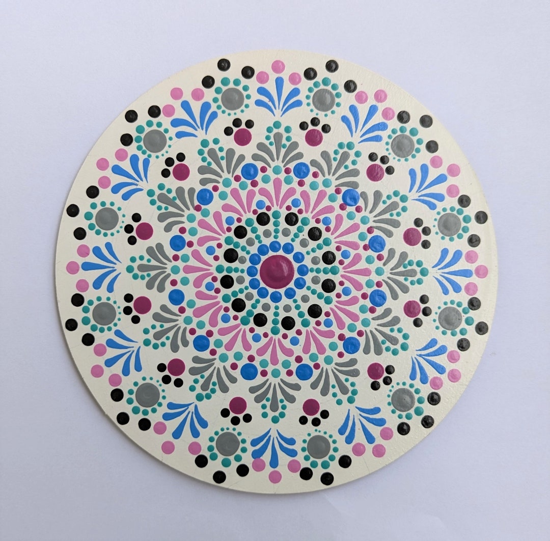 Hand Painted Dot Mandala Painting: Acrylic Wooden Disk Art - Etsy
