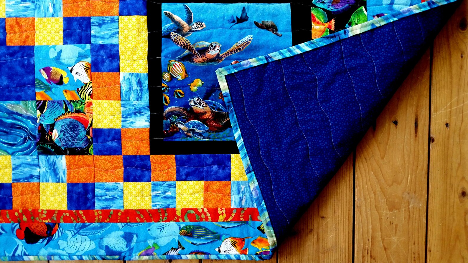 Under the Sea Quilted Wall Hanging Sea Life Art Quilt | Etsy