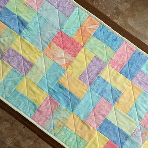 Pretty Pastel Quilted Table Runner or Dresser Scarf - Etsy