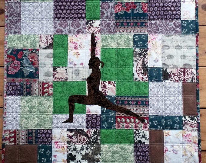 Yoga Pose Quilted Wall Hanging, Yoga Quilt, Warm Colors Yoga Quilt ...