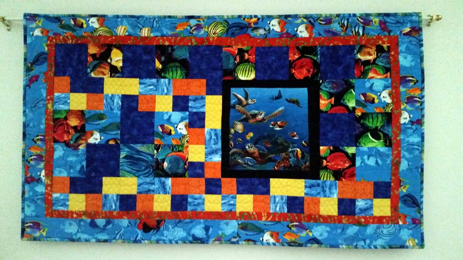 Under the Sea Quilted Wall Hanging Sea Life Art Quilt - Etsy