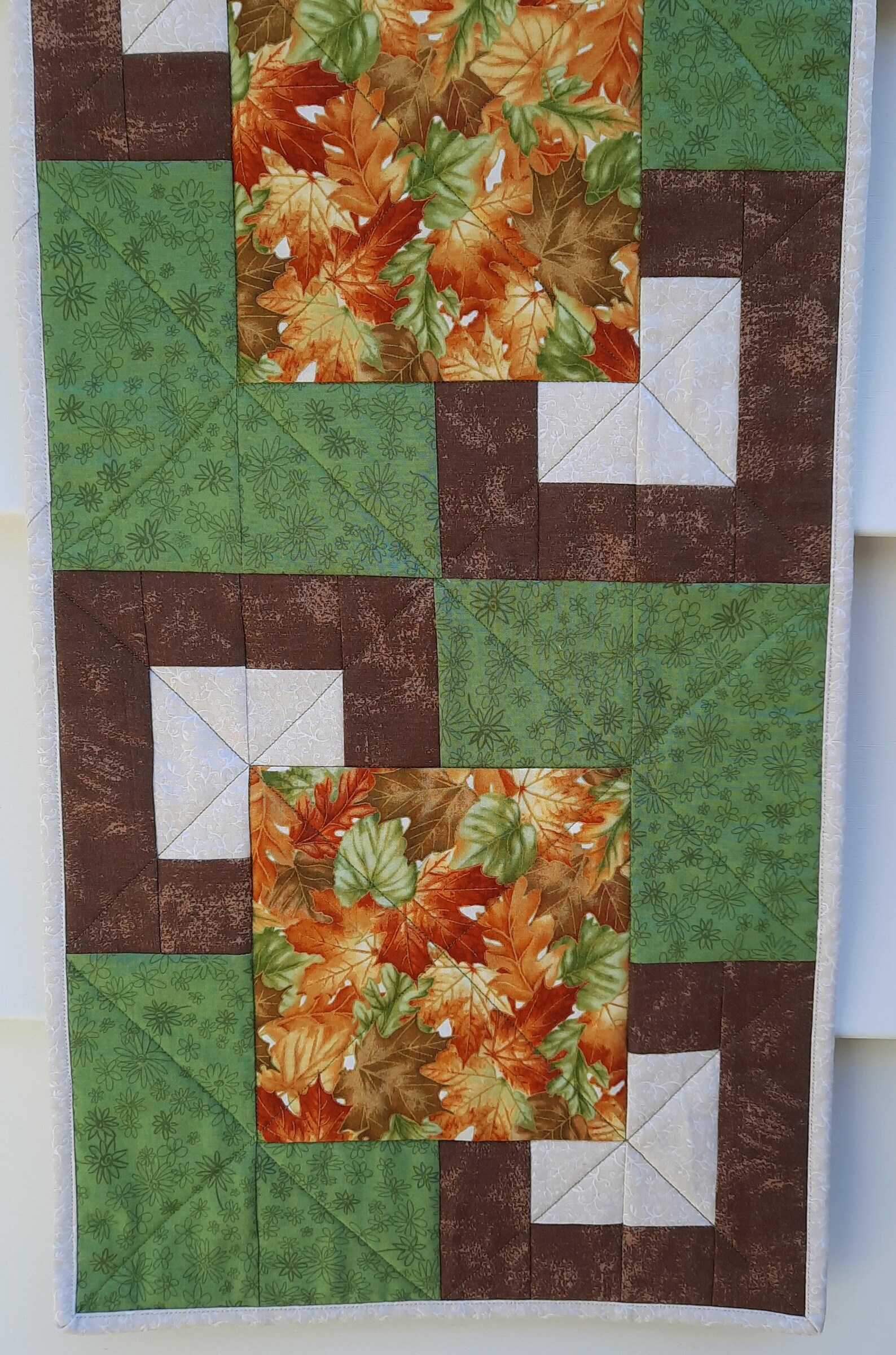 Fall Autumn Quilted Table Runner, Warm Rich Fall Leaves, Finished Quilt ...