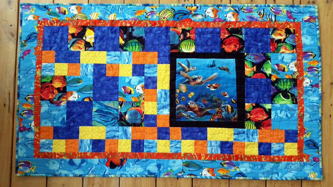 Under the Sea Quilted Wall Hanging Sea Life Art Quilt | Etsy