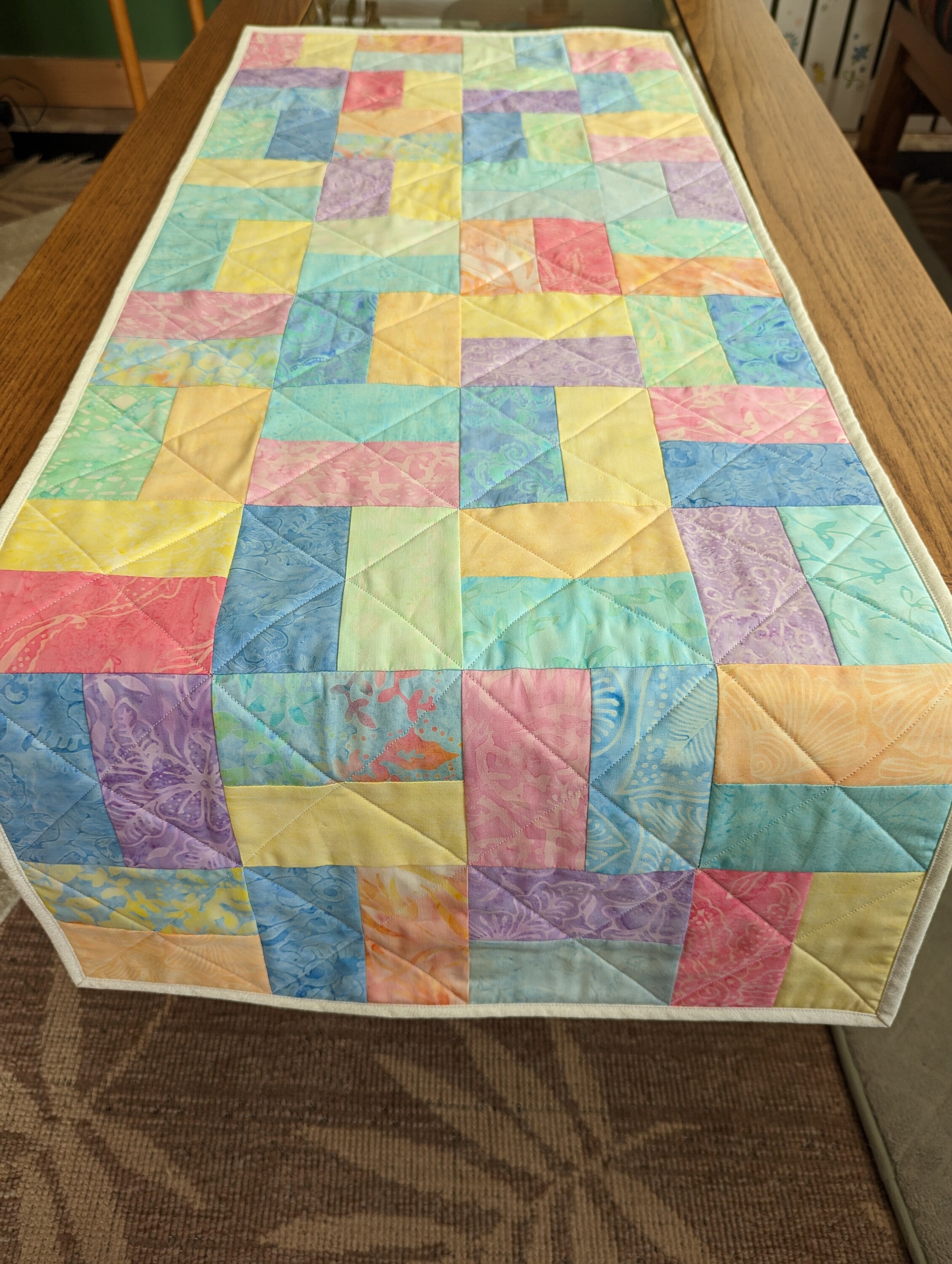 Pretty Pastel Quilted Table Runner or Dresser Scarf - Etsy