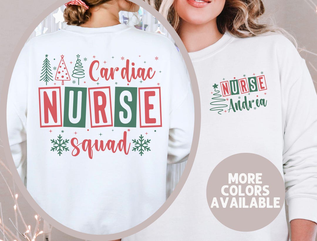 Cardiac Nurse Squad Personalized Gildan Sweatshirt, Custom Name Holiday ...