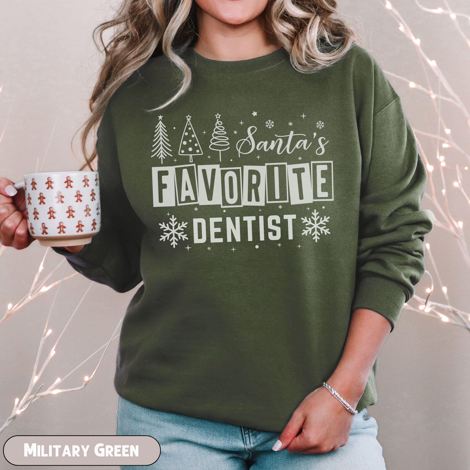 Santa's Favorite Dentist Christmas Sweatshirt, Festive Dental Sweater ...