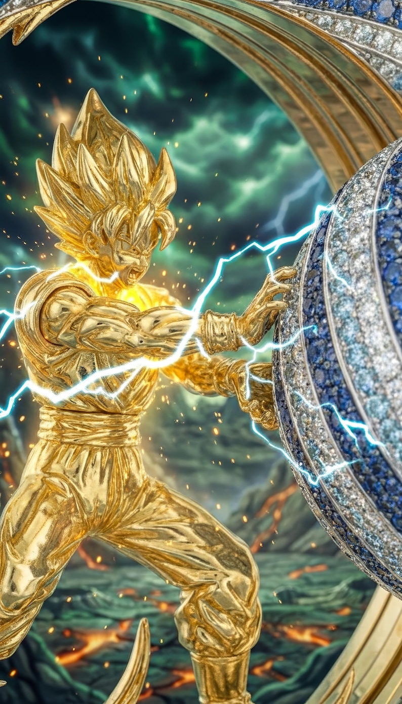 Celestial Saiyan Vortex™ | Diamond Moissanite Anime-inspired Gold ...