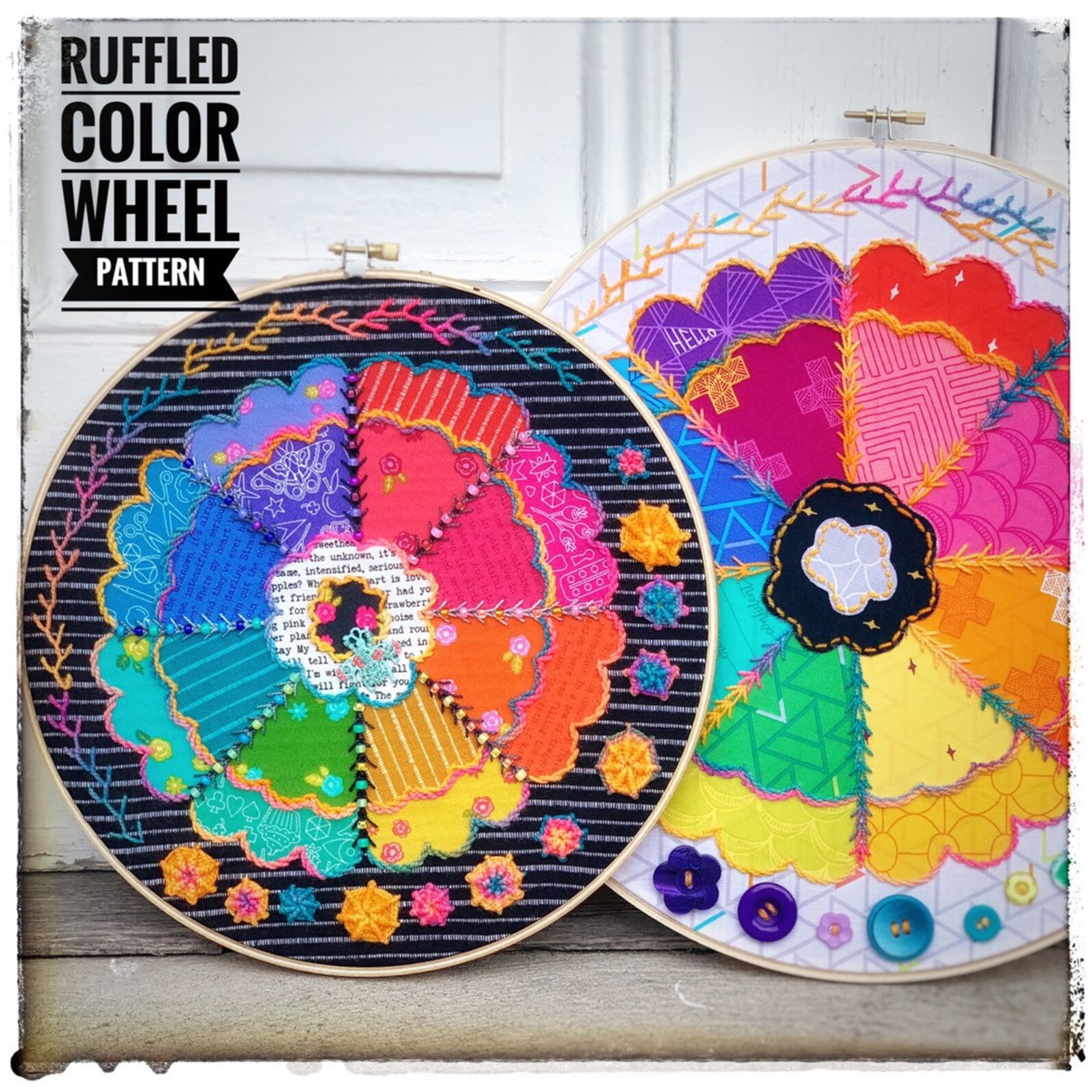 Ruffled Color Wheel a Wildboho Appliqué & Embroidery Pattern - Etsy