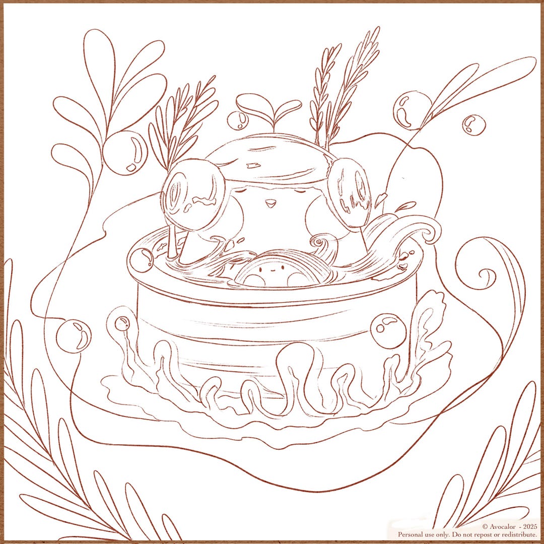 Hot Tub Chicken – Whimsical Soup Bath Coloring Page - Etsy