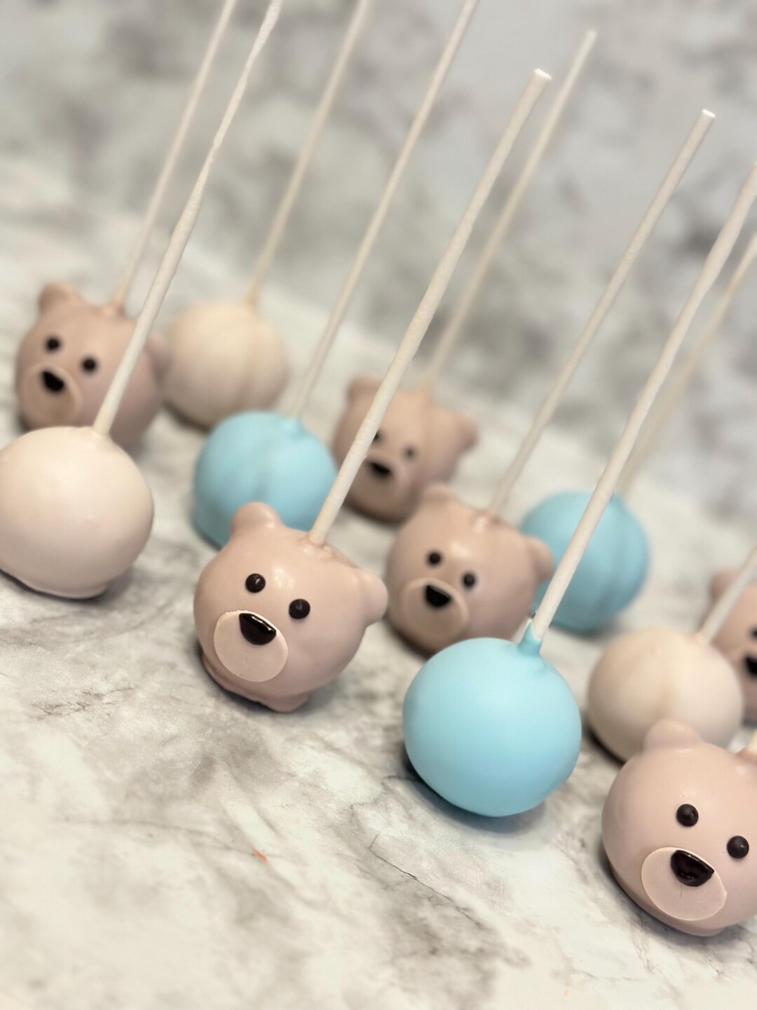 Teddy Bear Cake Pops, Boy Baby Shower Favors, 1 Dozen We Can Bearly ...