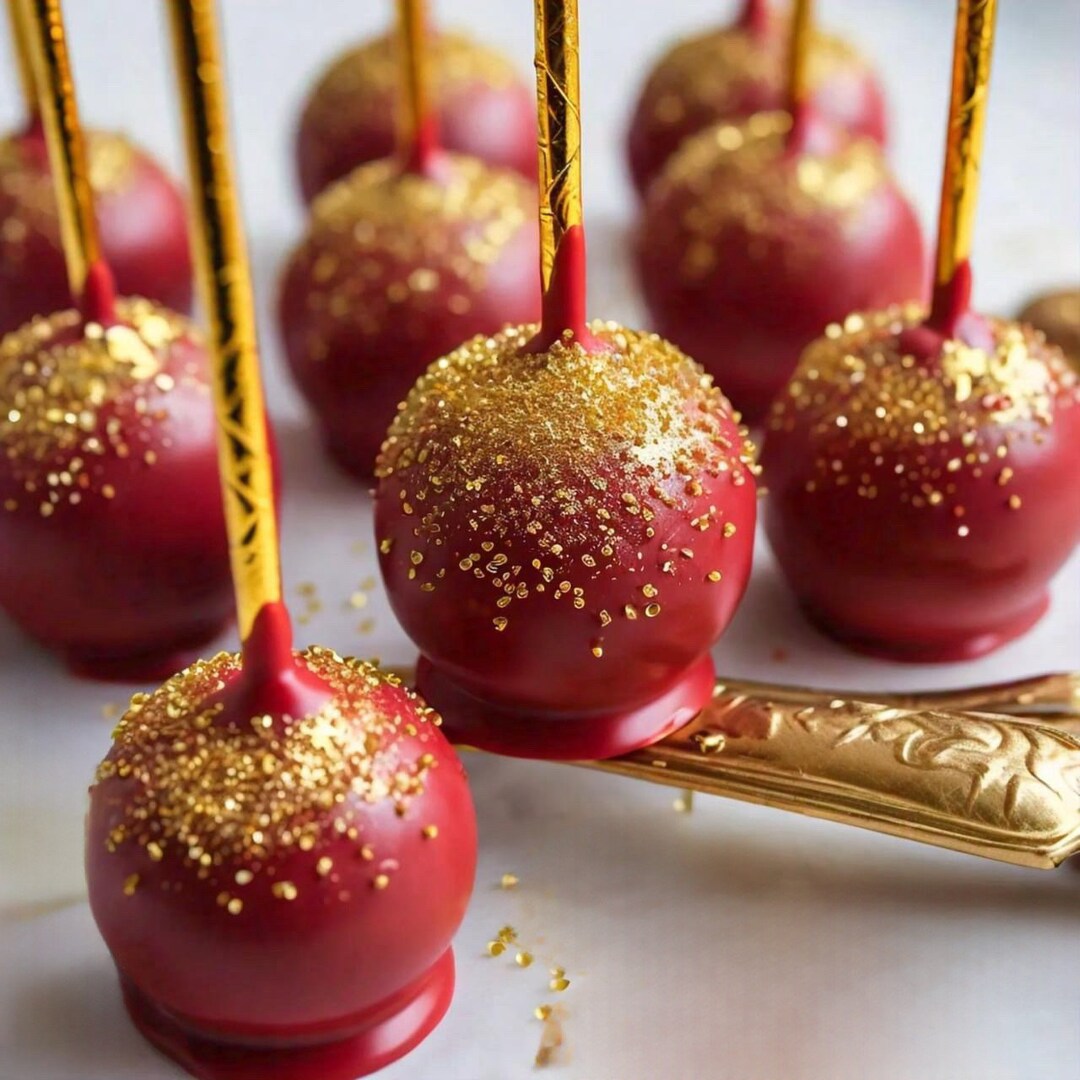 1 Dozen Red and Gold Cake Pops for Birthday Party Dessert Tables ...