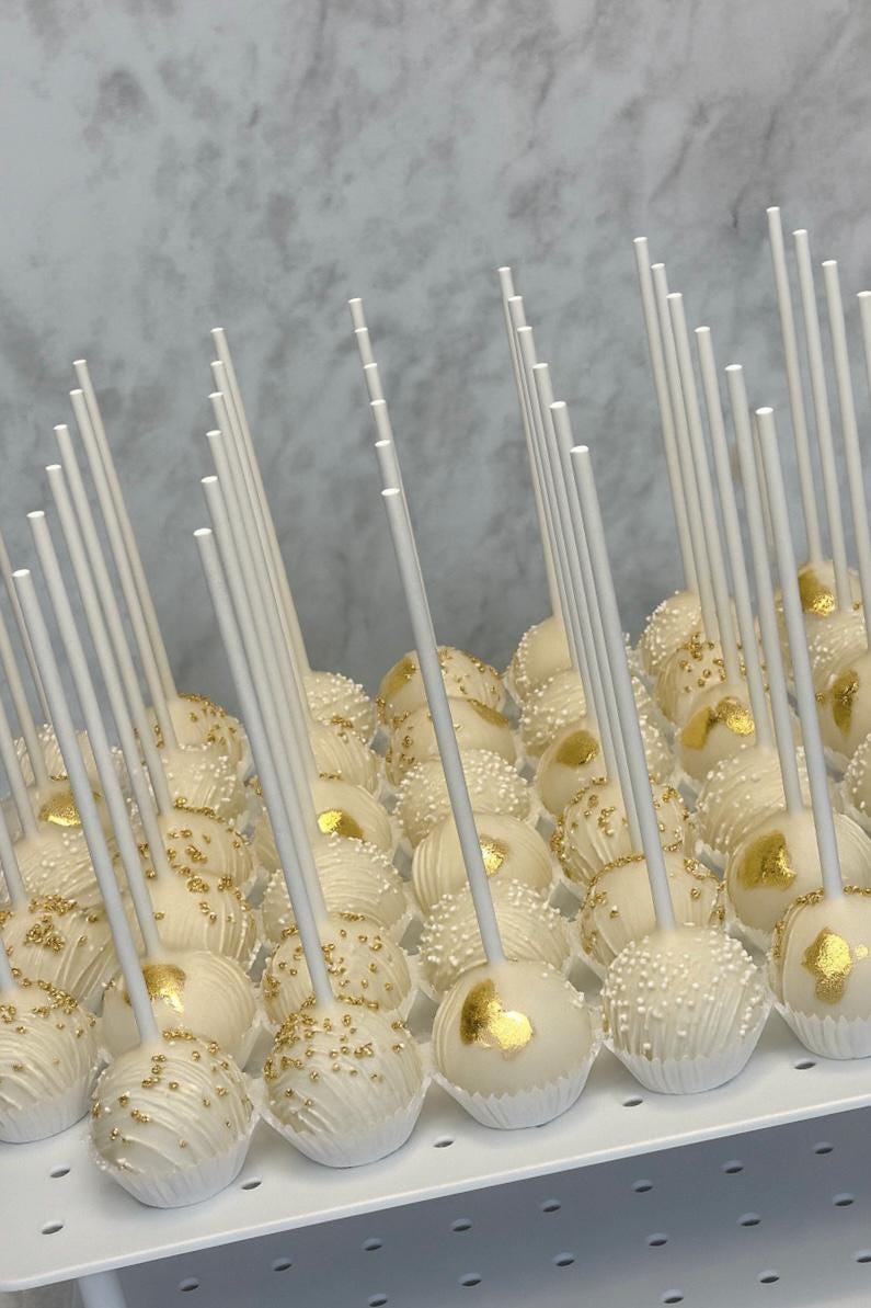 White and Gold Cake Pops, Party Treats, Weddings, Showers, 1 Dozen - Etsy