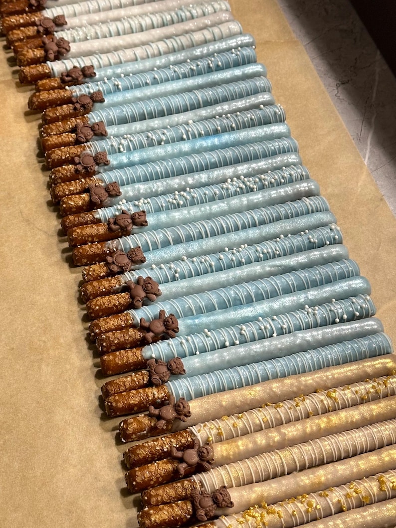 Chocolate Covered Pretzel Rods, Baby Shower Favors, Bear Decoration 1 ...