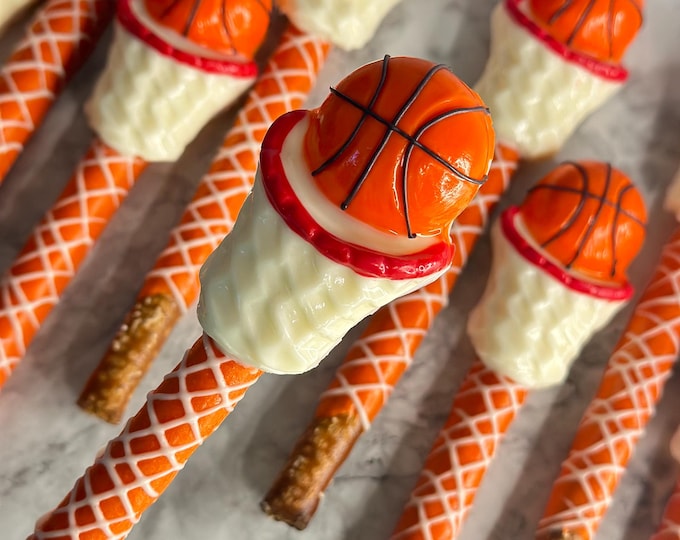 1 Dozen Basketball Chocolate Covered Pretzels for Birthday Party ...