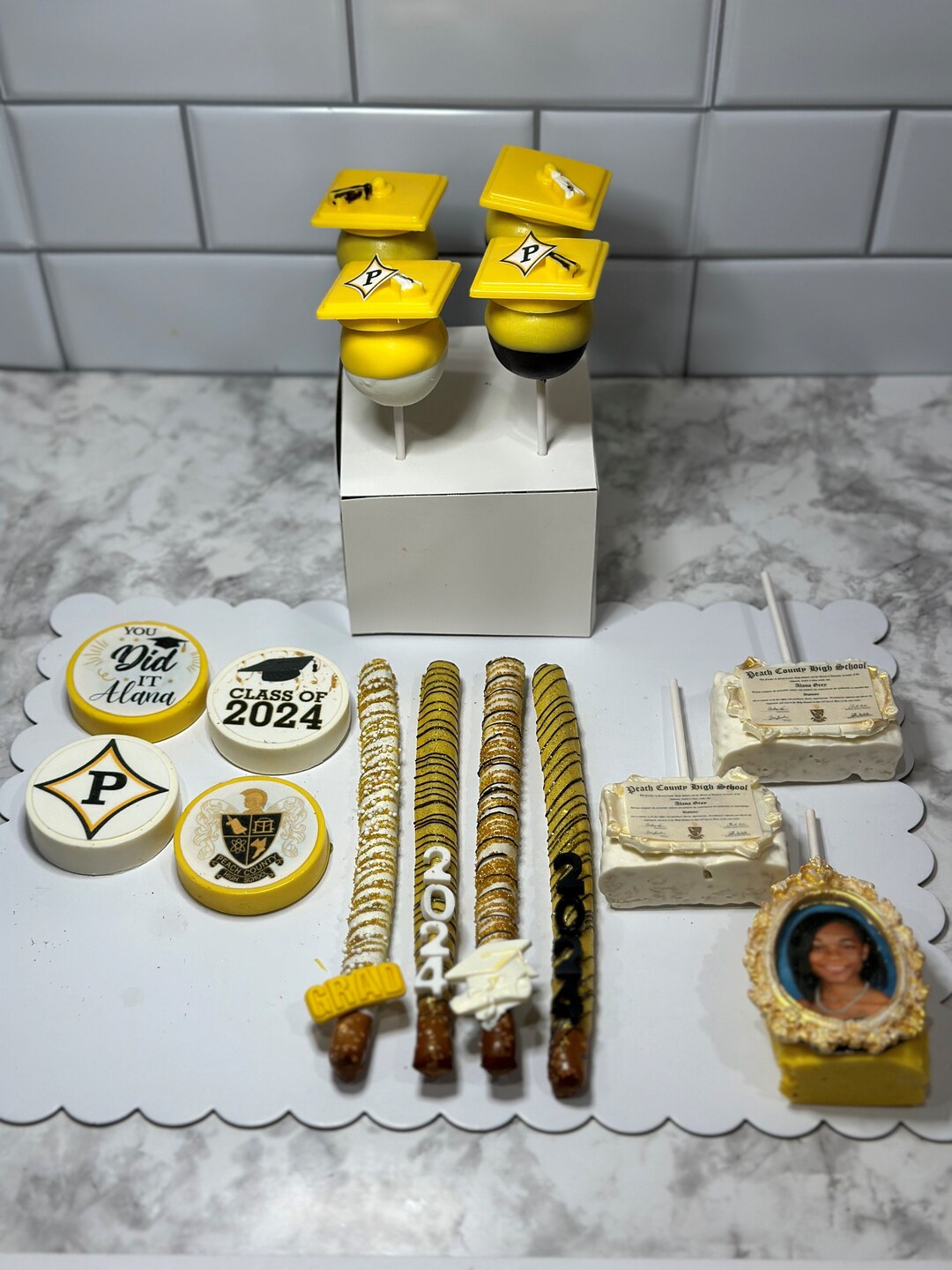 Custom Graduation Package: One Dozen Chocolate Pretzels, Oreos, Cake ...