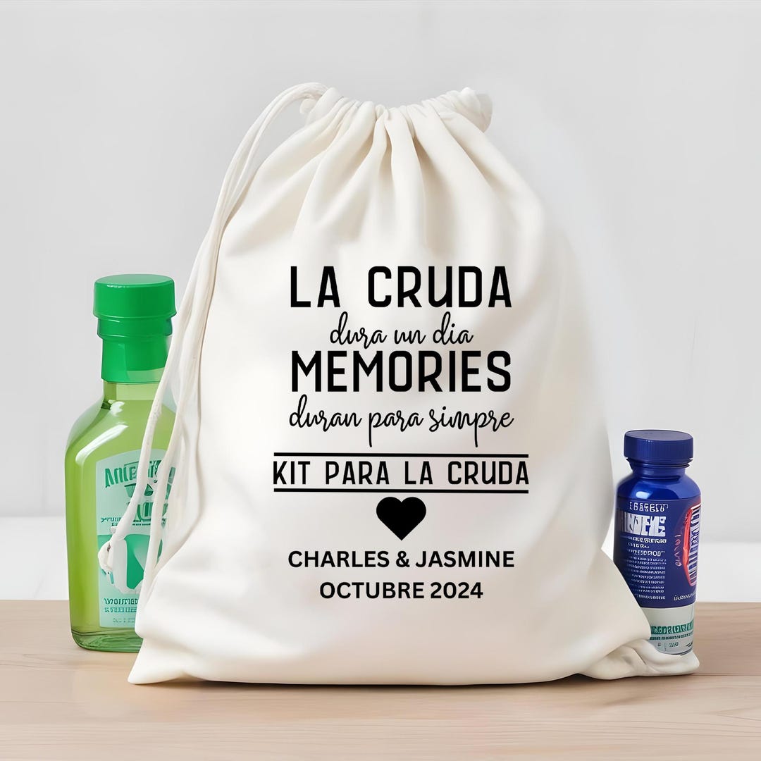 Personalized La Cruda Hangover Kit Bags Hangover Only Last a Day Bags ...