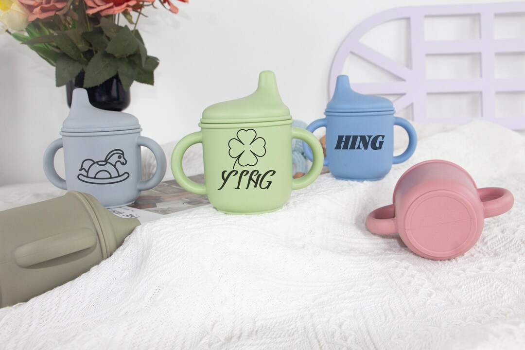 Personalized Silicone Sippy Cup – Custom Engraved Baby Cup, Non-spill ...