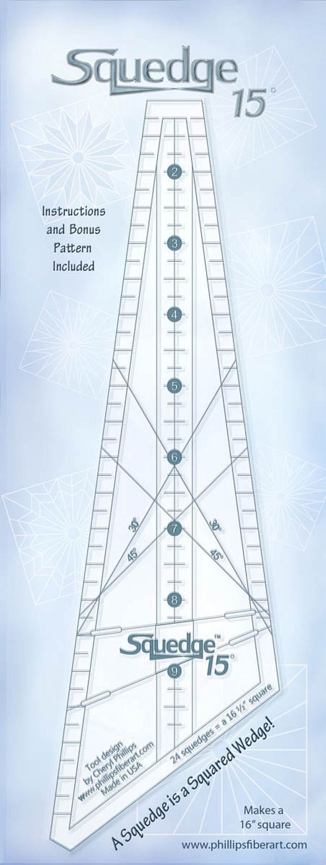 Squedge 15 Degree Quilt Ruler for 16-inch Blocks by Cheryl Phillips of ...