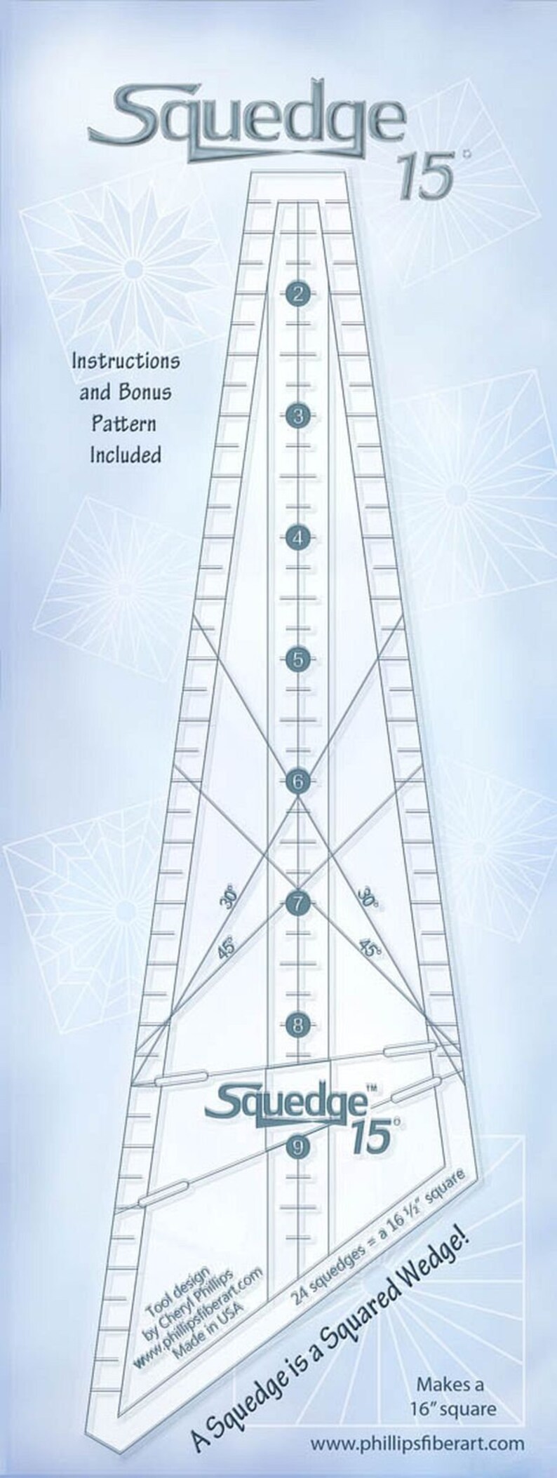 Squedge 15 Degree Quilt Ruler for 16-inch Blocks by Cheryl Phillips of ...