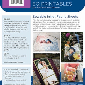 Electric Quilt Eq Printables Premium Cotton Lawn Inkjet Fabric Sheets ...