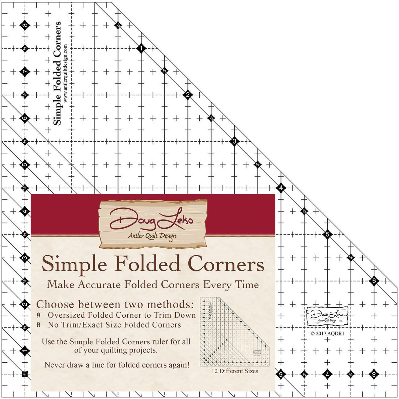 Simple Folded Corners Quilt Ruler by Doug Leko of Antler Quilt Design ...