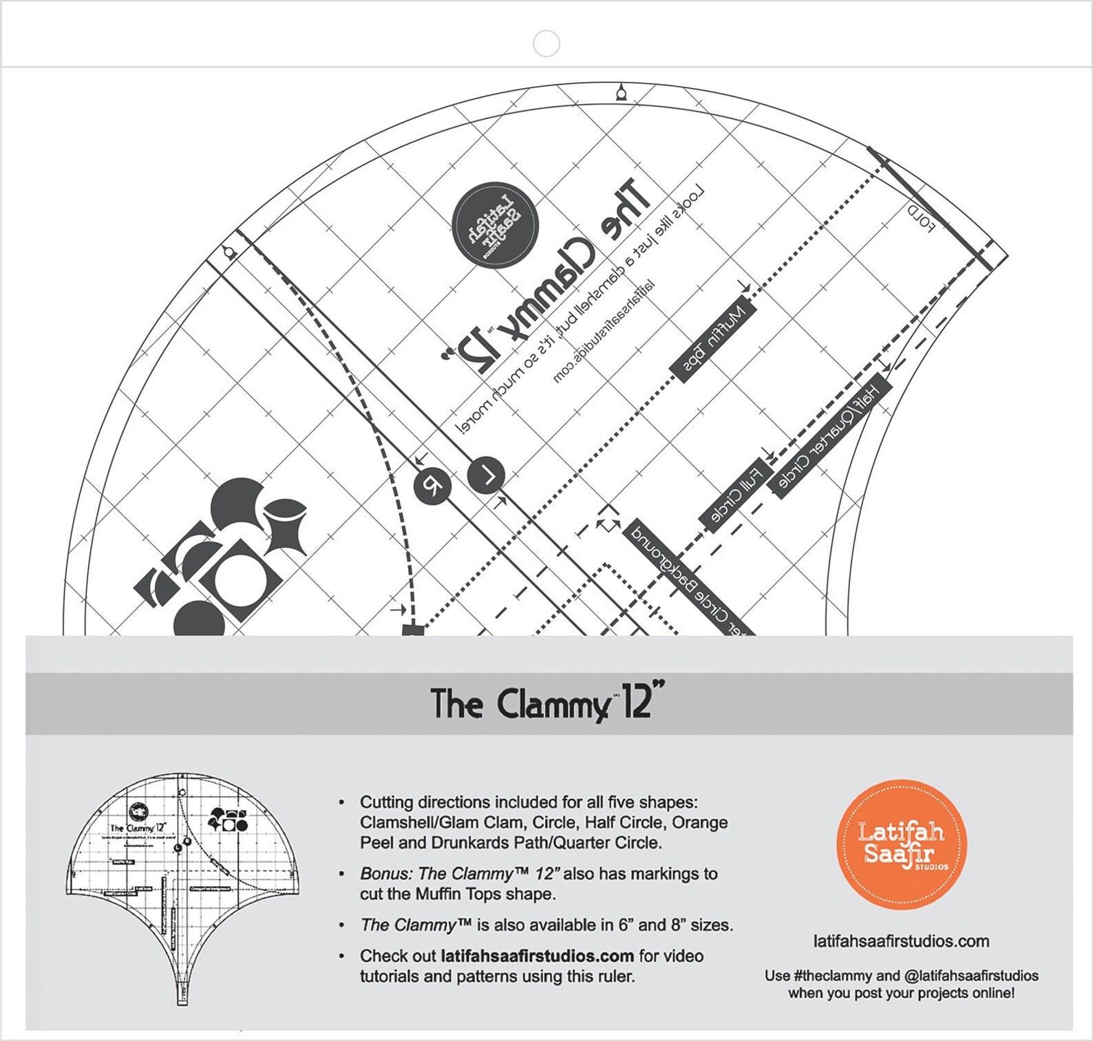 The Clammy 12-inch Quilt Template for Clamshell Circle Half - Etsy