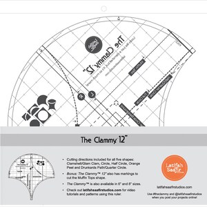 The Clammy 12-inch Quilt Template for Clamshell, Circle, Half Circle, Orange Peel, and Drunkards ...