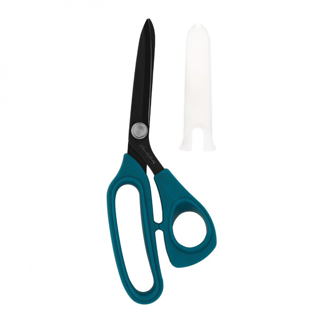 Perfect Scissors Teal 8-1/2in Bent Handle Micro-serrated Blade by Karen ...