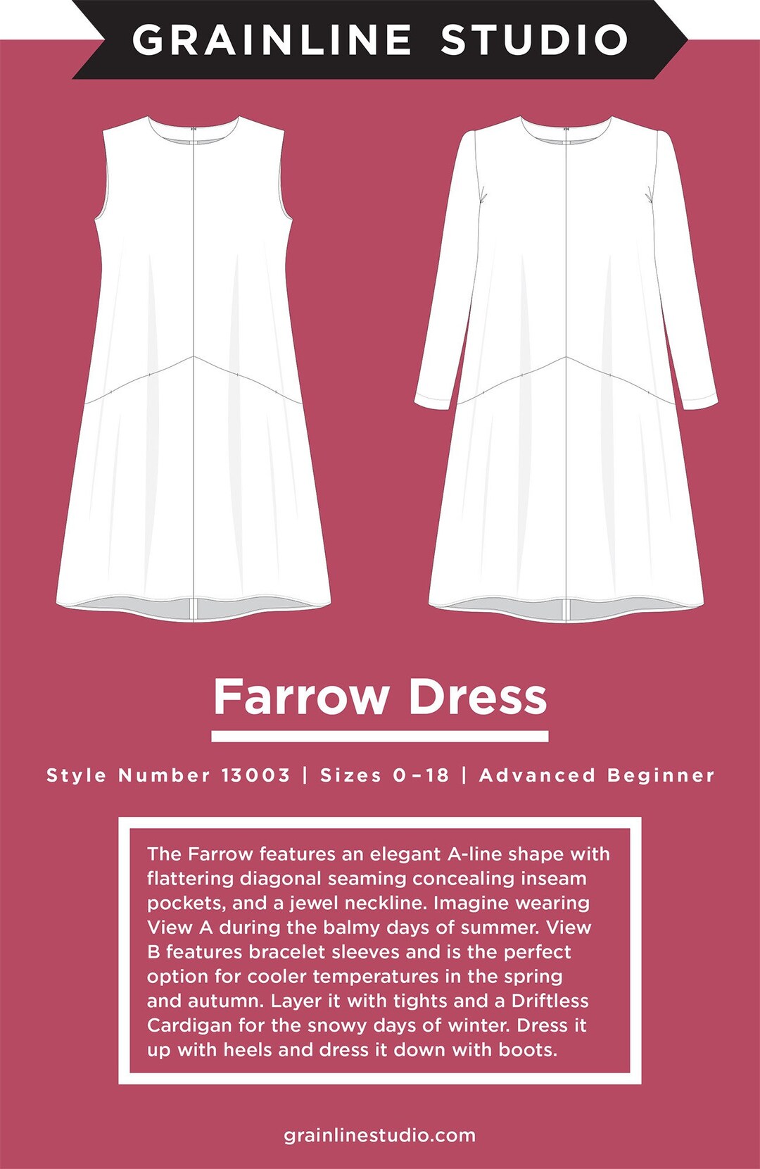 Farrow Dress Sewing Pattern by Grainline Studio - Etsy