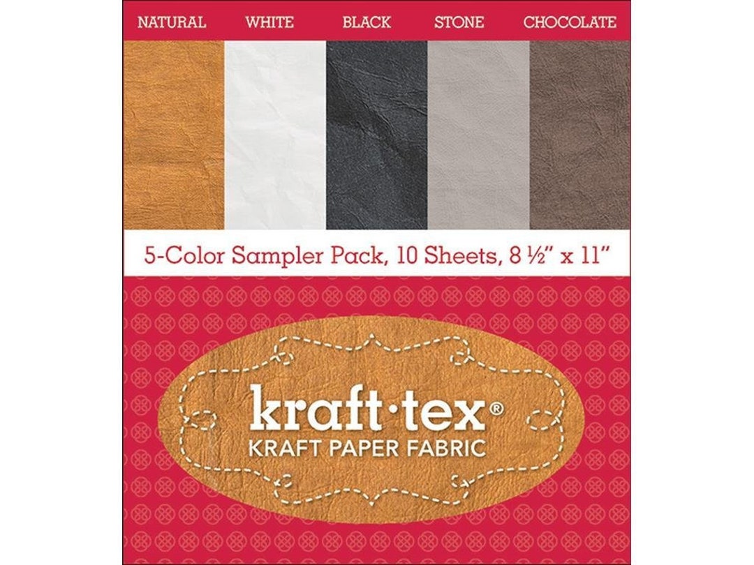 Kraft-tex Original Sampler Pack, 5 Colors, 10 Sheets Unwashed Paper ...