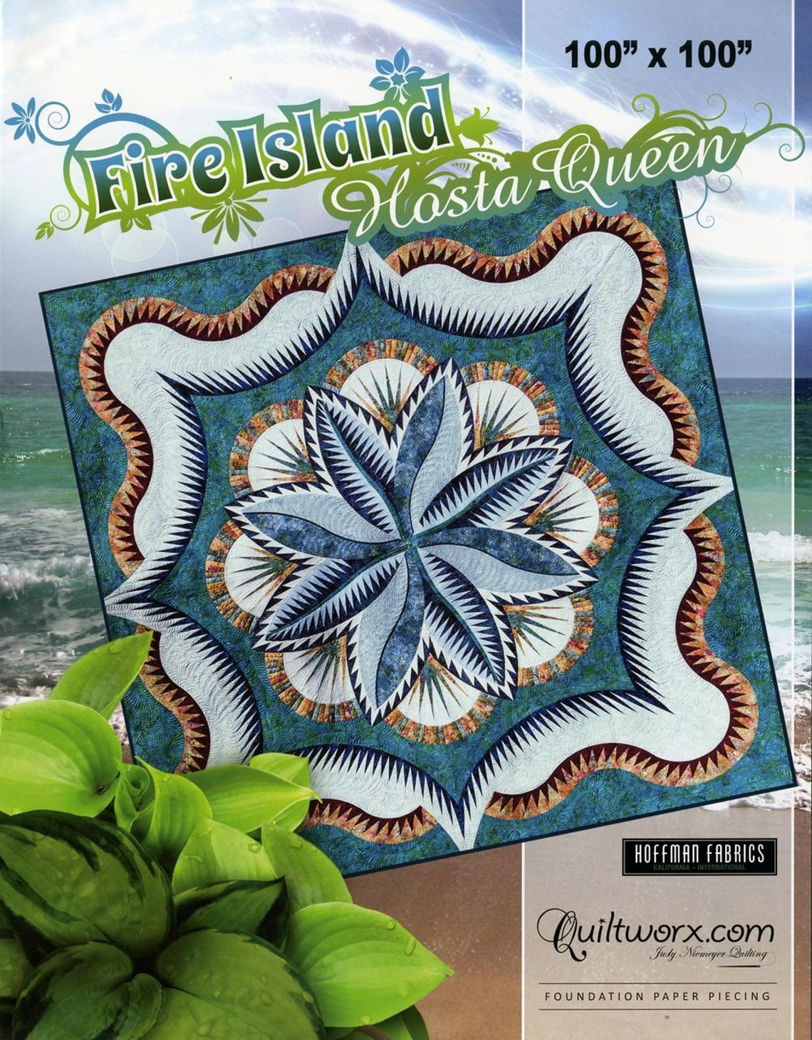 Fire Island Hosta Queen 100-inch Square Paper Piecing Quilt Pattern by ...