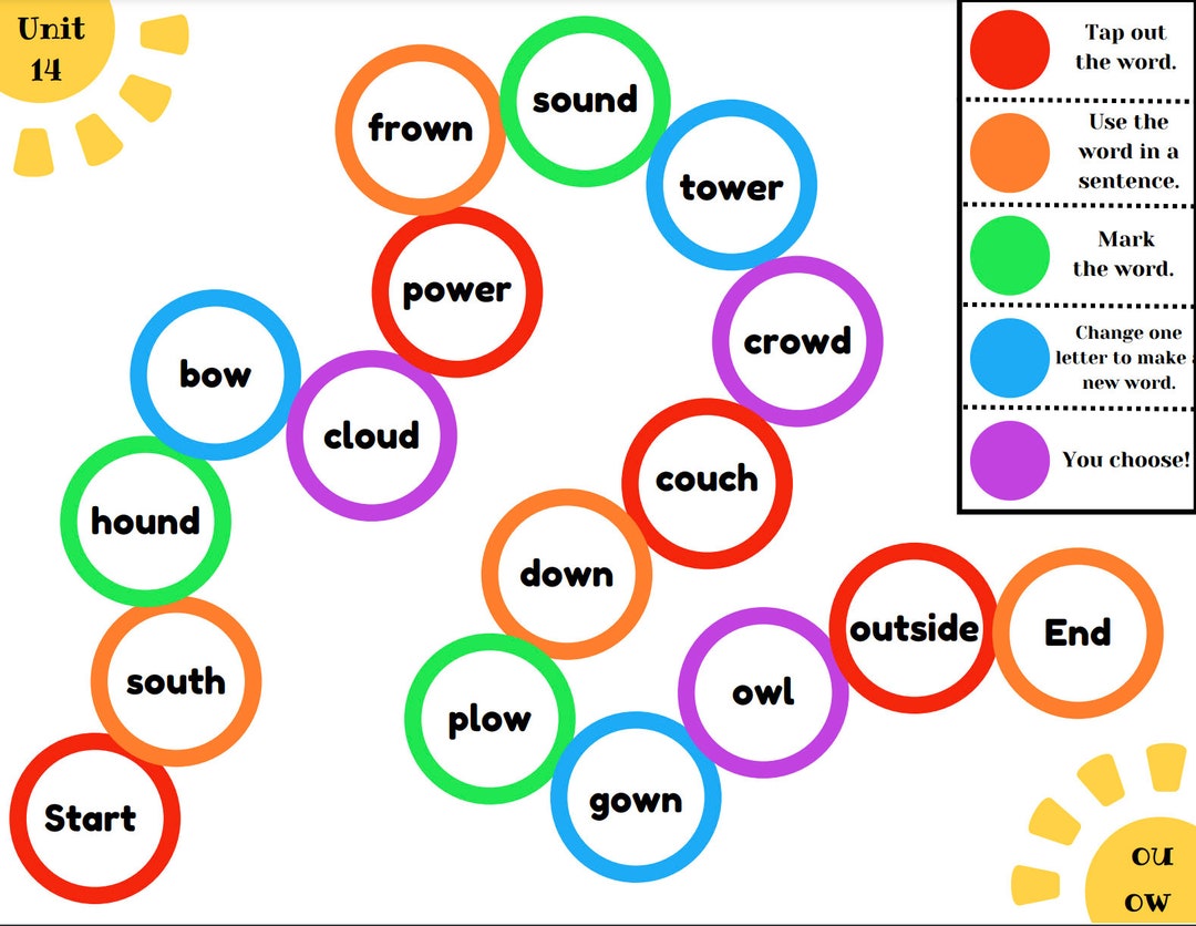 OU OW Vowel Team Board Game - Etsy