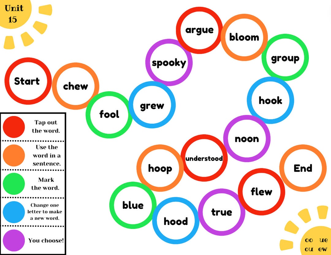 Oo Ow Ue Ew Vowel Team Board Game - Etsy
