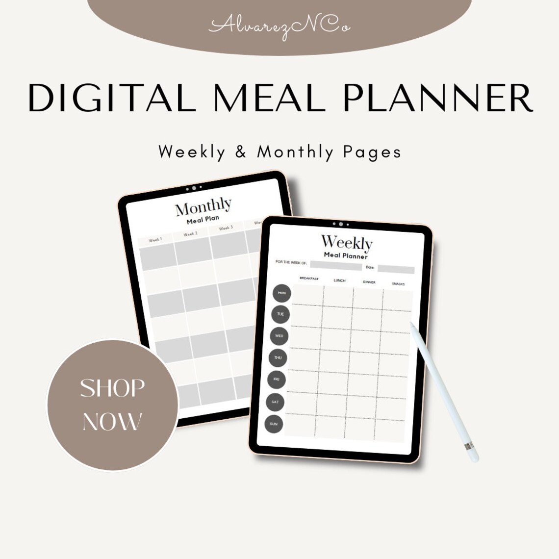 Simple Weekly Meal Planner, Digital Meal Planner, Goodnotes iPad ...