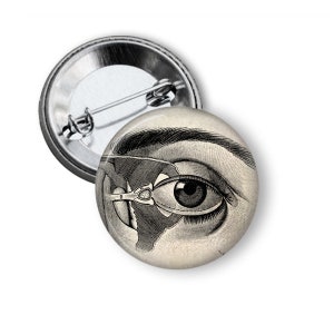 Creepy Vintage Eyeball Pin Back Buttons, Backpack Pins, Jacket Buttons ...