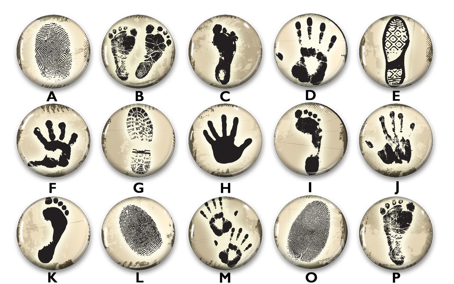 Mysterious Handprint Pin Back Buttons, Backpack Pins, Jacket Buttons ...