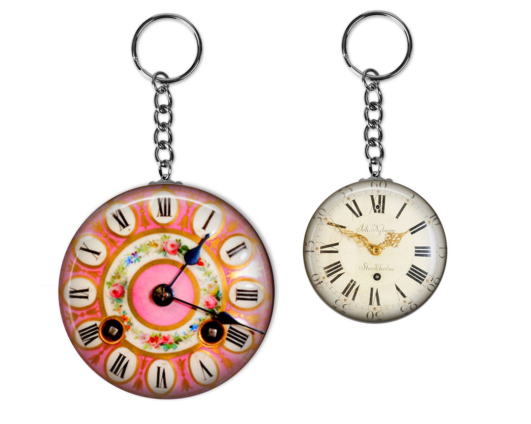 Vintage French Clock Keychain, Key Keeper, Key Fob, Car Keychain, Party ...