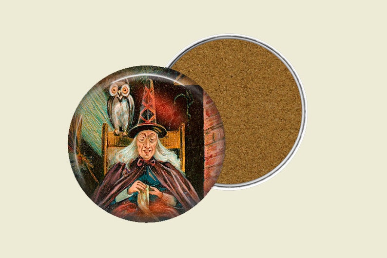 Vintage Halloween Witch & Devil Coaster Set Drink Coasters - Etsy
