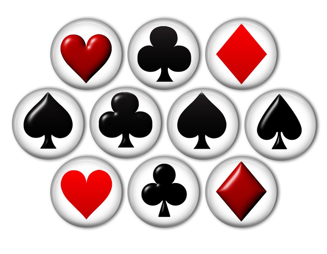 Playing Card Suit Pin Back Buttons, Backpack Pins, Jacket Buttons, Flat ...