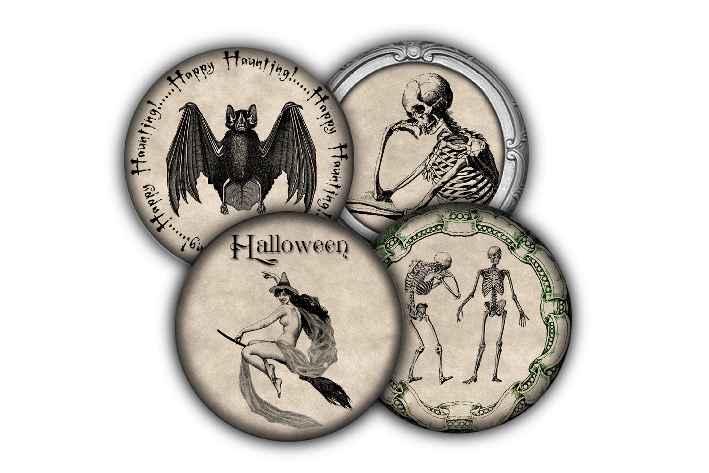 Vintage Halloween Coasters Halloween Goth Drink Coasters | Etsy