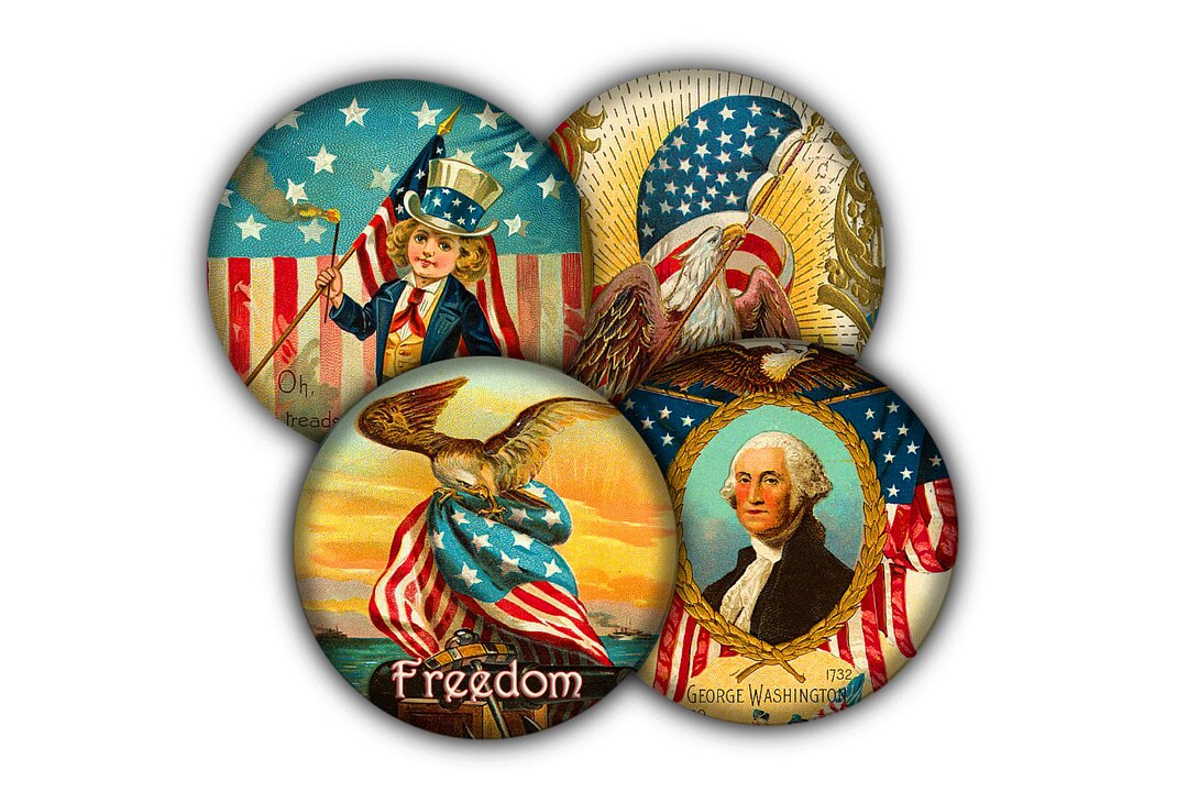 Vintage 4th of July Coaster Set, Independence Day Cork Backed Coasters ...